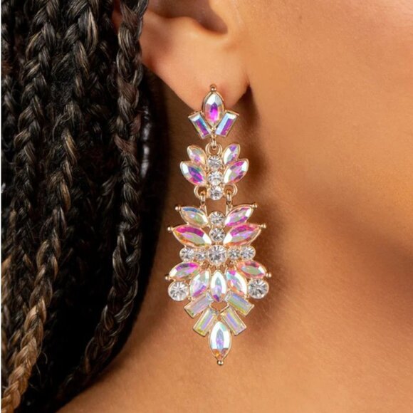 Jewelry | New Cascading Rhinestone Pattern Iridescent Earrings | Poshmark